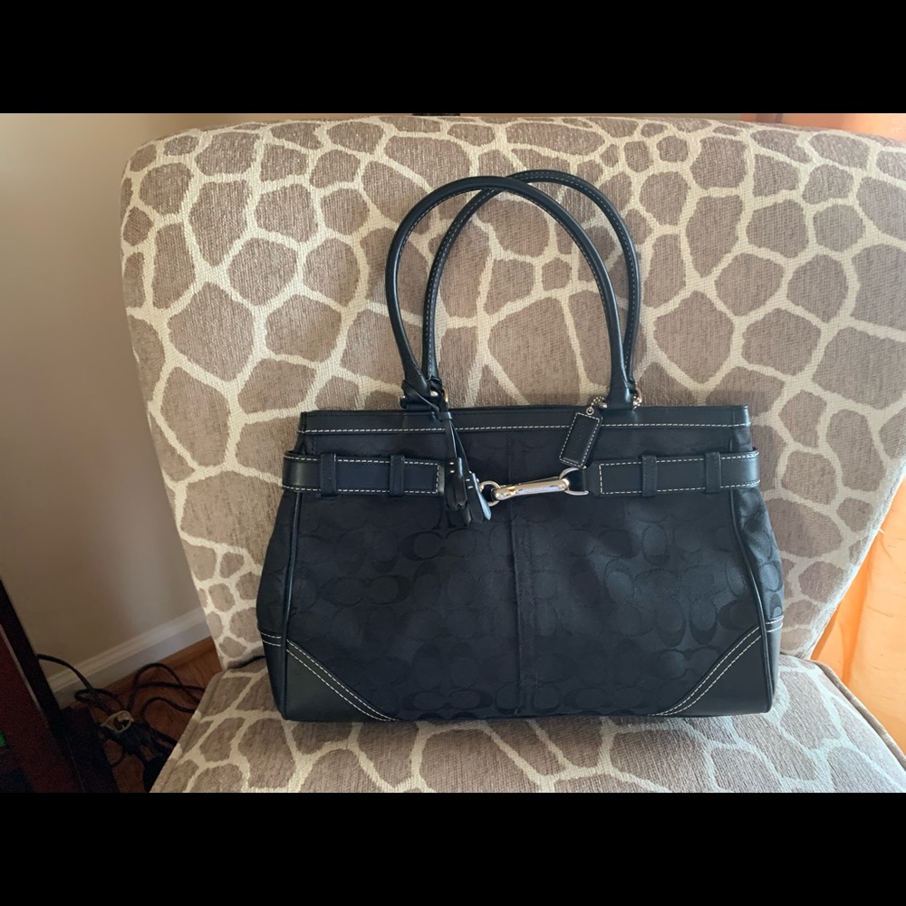 Coach Signature Leather Satchel - Gem